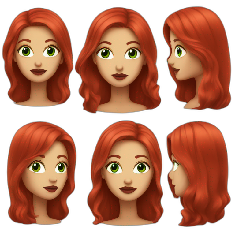 A Woman With Green Eyes And Red Hair Ai Emoji Generator
