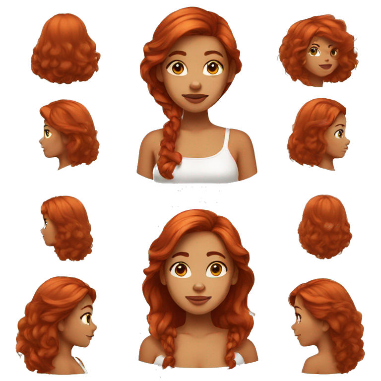 Girl With Medium Tone Skin Green Eyes Red Hair Smiling Ai Emoji Generator